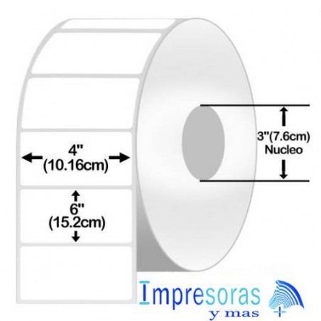 1 Rollo de Etiquetas Zebra 10000281 TT 4X6 Pgds Nucleó 3Pgds