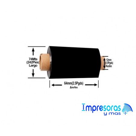 CINTA RIBBON ZEBRA RESINA 64MM X 74MTS 05095GS06407 TODOZEBRA